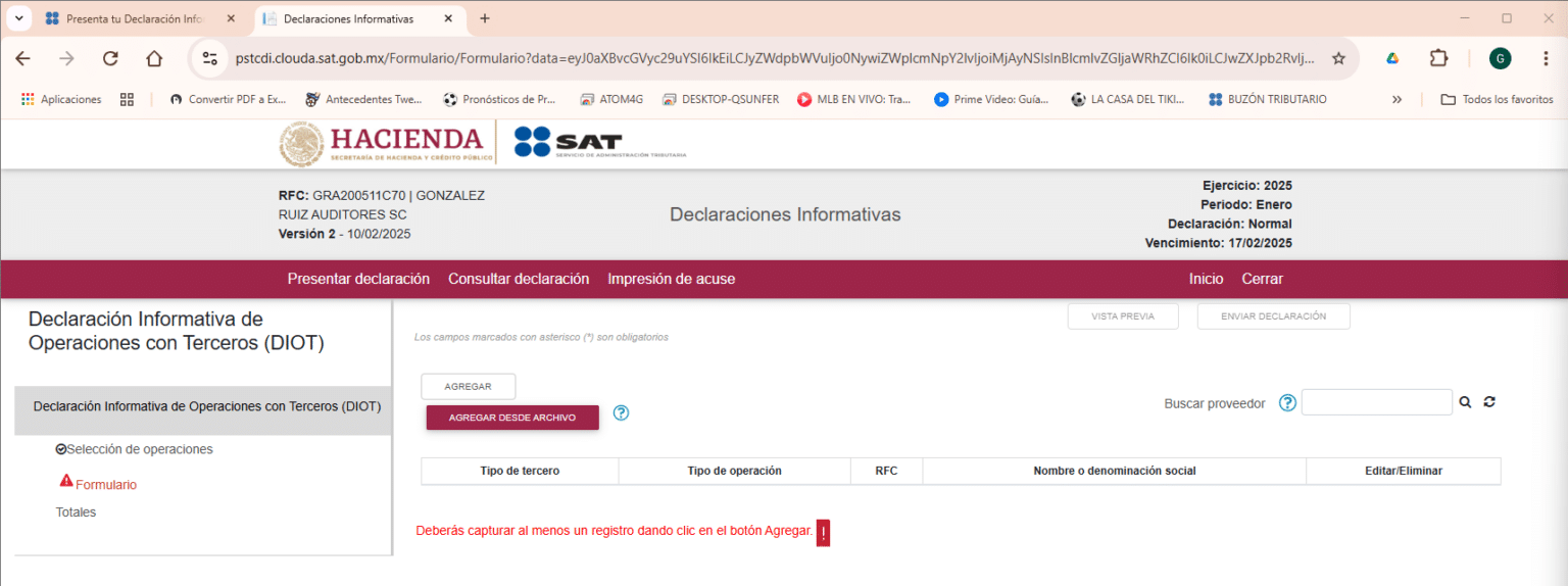 Nuevo Formato para Presentar la DIOT
