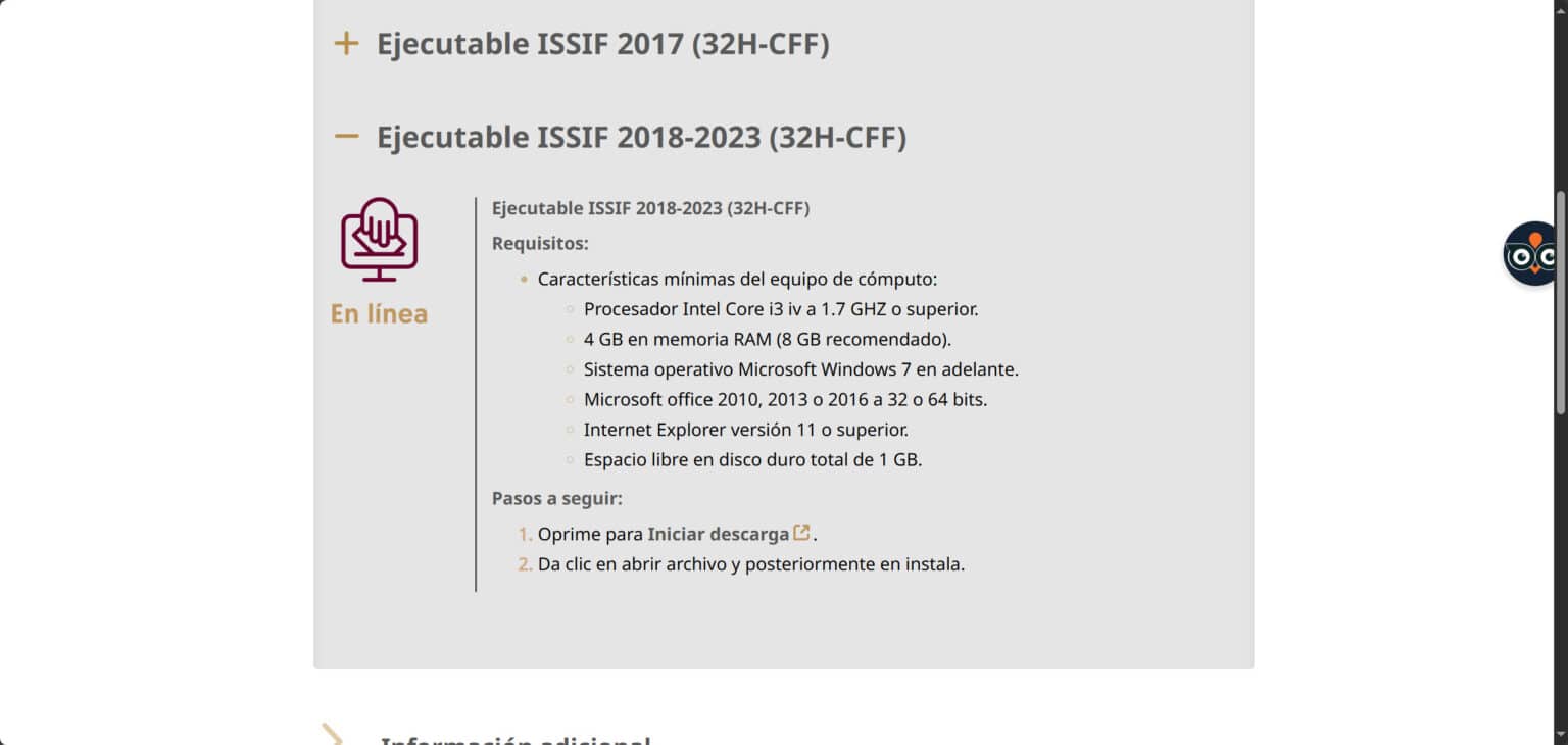 ISSIF (32-H CFF): Requerimientos e Instalación